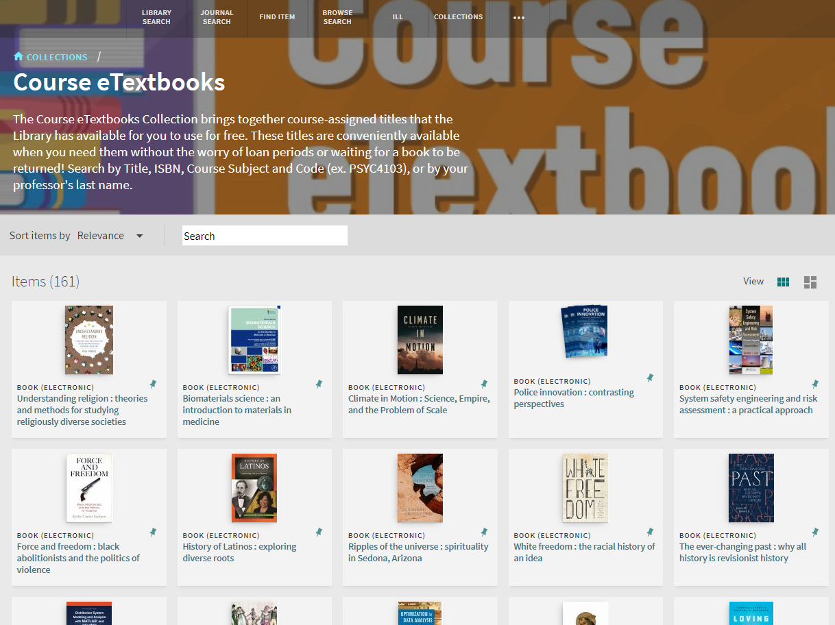 Course Etextbooks Collection J Murrey Atkins Library